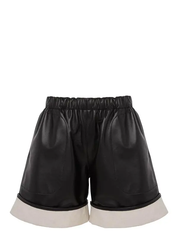 JW Anderson Contrast-hem Leather Shorts - Black