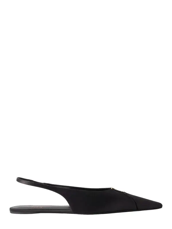 Saint Laurent Babylone Embellished Crepe Point-toe Slingback Flats - Black