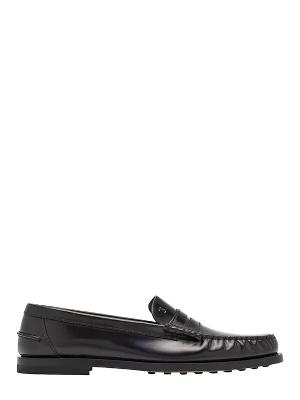 TOD'S Leather Penny Loafers - Black