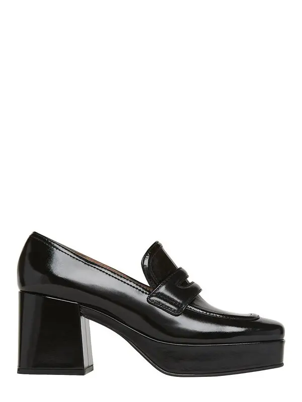 GIANVITO ROSSI Patent Platform Penny Loafers - Black