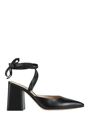 GIANVITO ROSSI Leather Pumps With Ankle Ties - Black