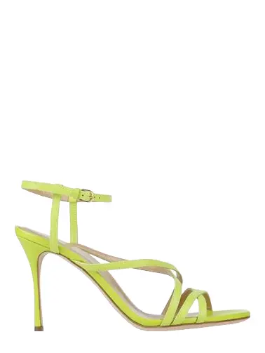 SERGIO ROSSI Leather Ankle Strap Sandals - Green