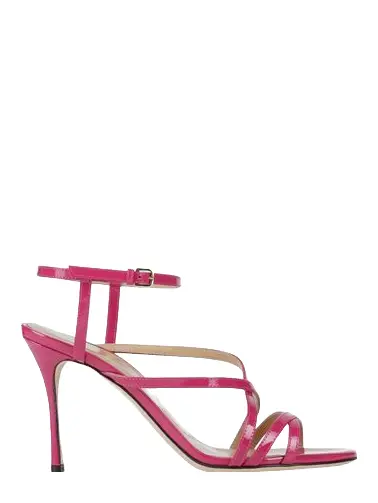 SERGIO ROSSI Leather Ankle Strap Sandals - Pink