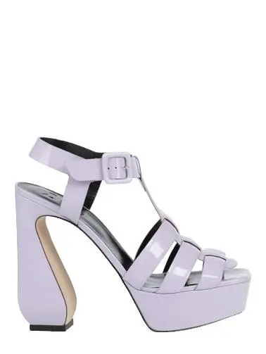 SERGIO ROSSI Patent Leather Slingback Sandals - Lilac