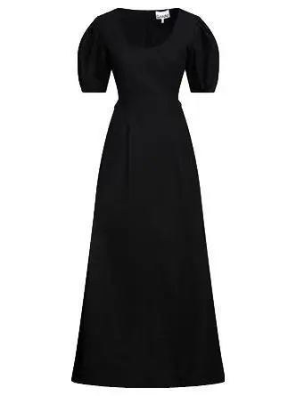 GANNI Organic Cotton Poplin Maxi Dress With Cutout Detail - Black