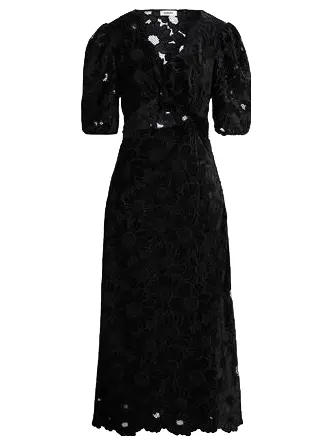 Sandro Flared Velvet Midi Dress - Black