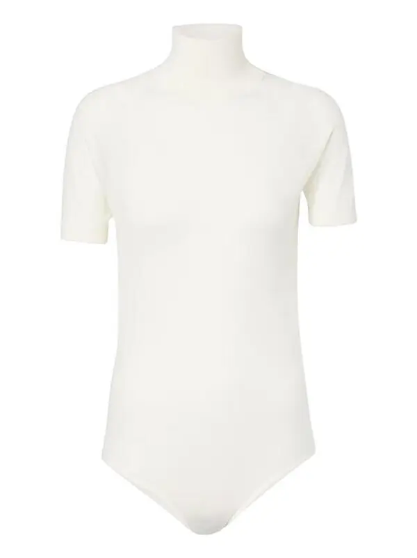 Alaïa Turtleneck Wool Bodysuit - White