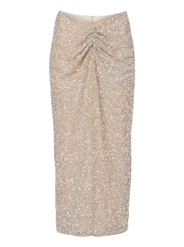 Costarellos Zuri Sequined Midi Skirt - Gold