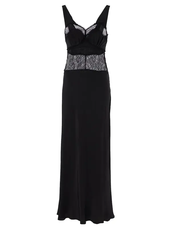 Victoria Beckham Lace-trimmed Silk Midi Dress - Black