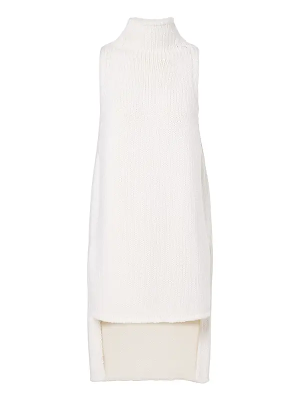Alaïa Caped Wool Turtleneck Top - White