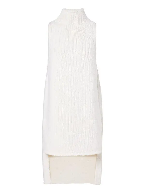 Alaïa Caped Wool Turtleneck Top - White