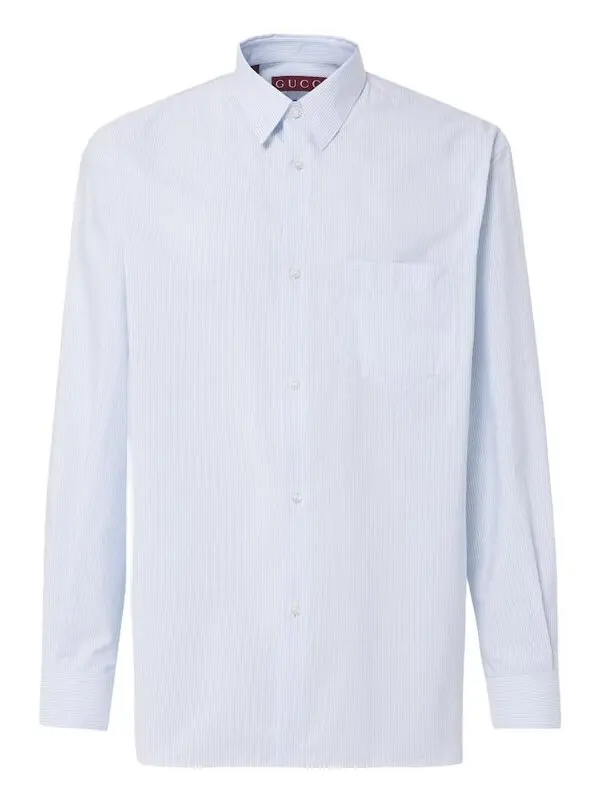 Gucci Striped Cotton Poplin Shirt - Blue