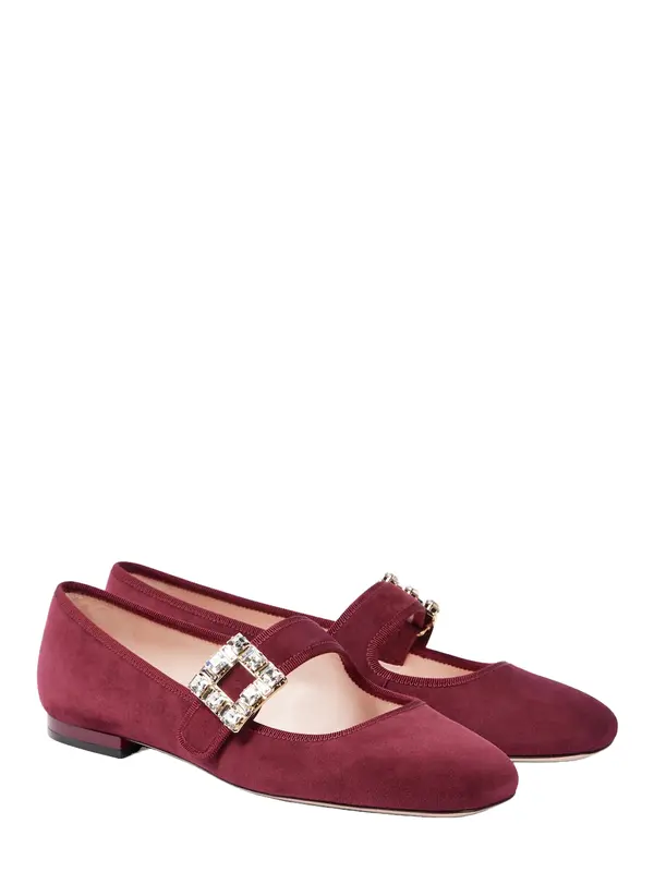 ROGER VIVIER Très Vivier Babies Suede Mary Jane Flats - Red