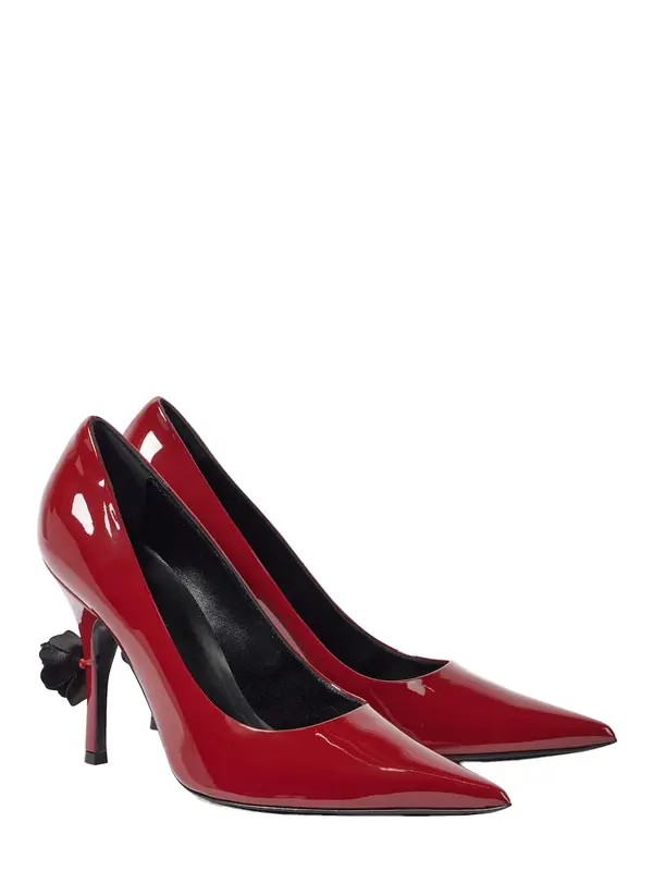 Magda Butrym Floral-appliqué Patent Leather Pumps - Red
