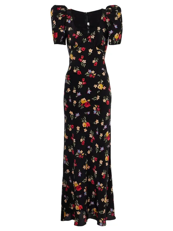 RODARTE Floral Silk Crêpe De Chine Gown - Black