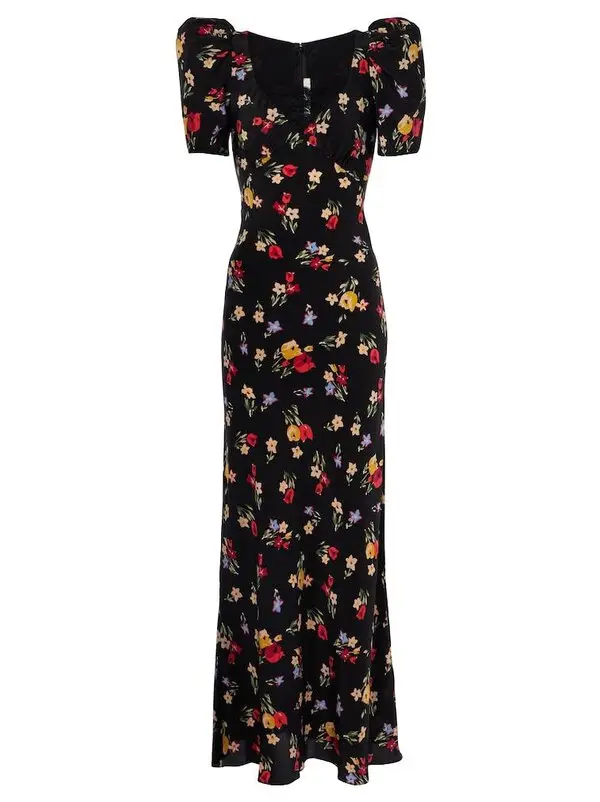 RODARTE Floral Silk Crêpe De Chine Gown - Black