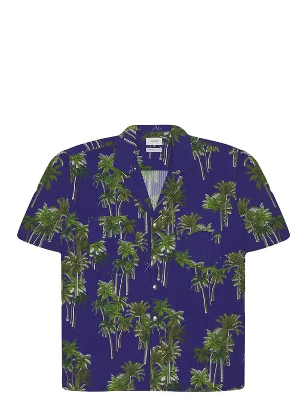 Rhude Searsucker Hawiian Shirt /green - Blue
