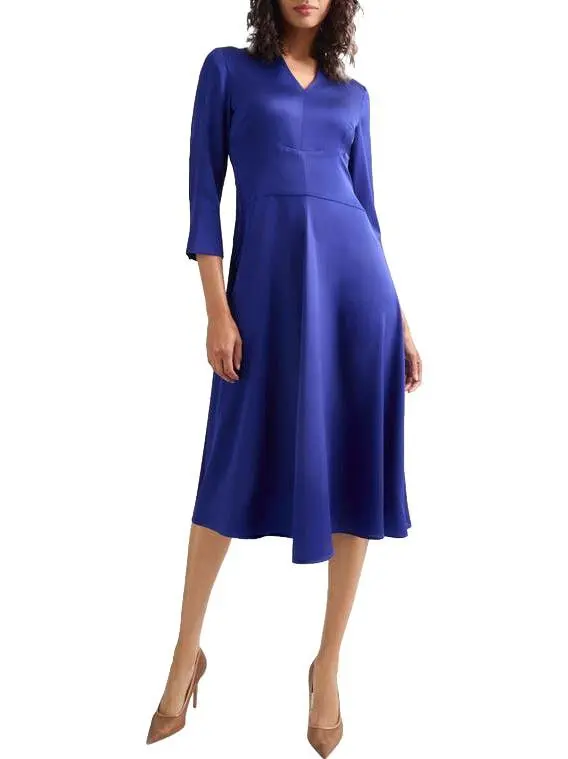 Misook Crêpe De Chine Midi Dress - Starry Night Blue