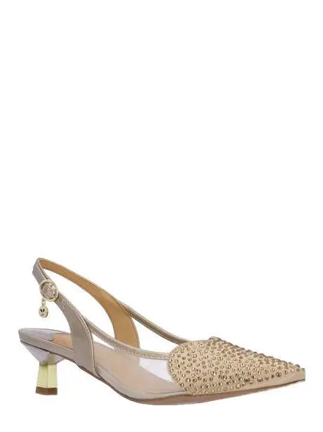 J. Reneé Gwyn Embellished Slingback Pumps - Beige