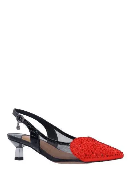 J. Reneé Gwyn Embellished Slingback Pumps - Black/red