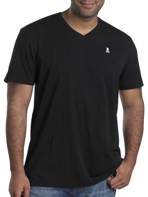 Psycho Bunny Logo V-neck T-shirt - Black