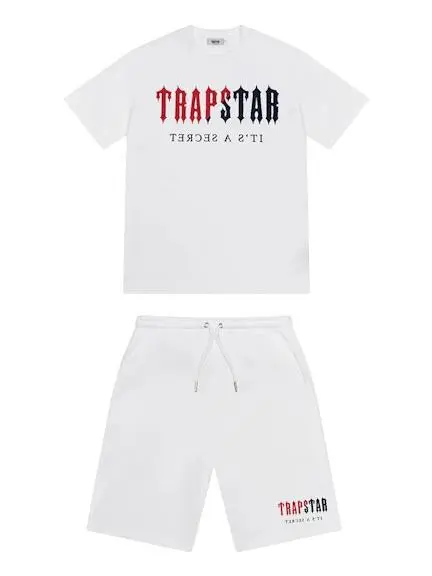 Trapstar Chenille Decoded Short Set - White/red