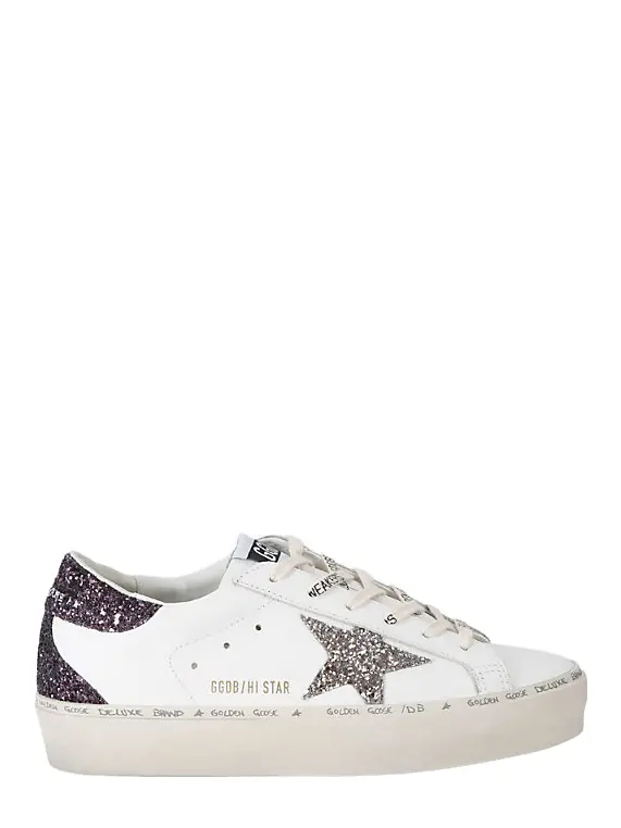 GOLDEN GOOSE Hi Star Glitter-embellished Low-top Trainers - White/comb