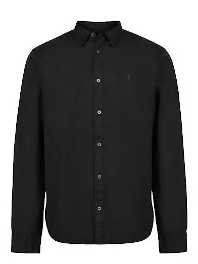 ALLSAINTS Hawthorne Logo-embroidered Slim-fit Stretch Cotton Shirt Xxl - Black
