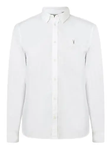 ALLSAINTS Hawthorne Logo-embroidered Slim-fit Stretch Cotton Shirt Xxl - White