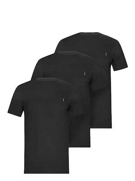 ALLSAINTS Brace Logo-embroidered Pack Of Three Cotton-jersey T-shirts - Black