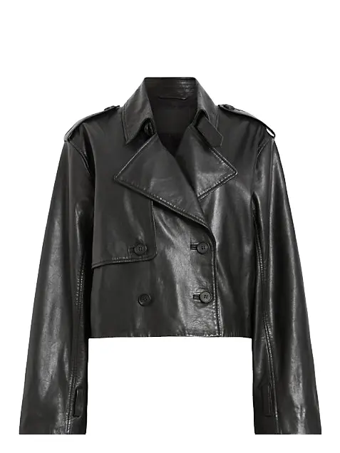 ALLSAINTS Hendry Relaxed-fit Cropped Leather Trench - Black