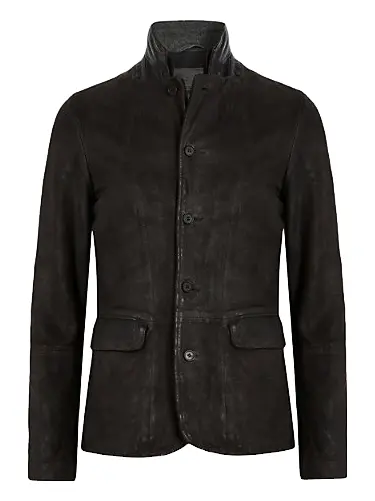 ALLSAINTS Survey Double-layered Leather Blazer - Anthracite Gre