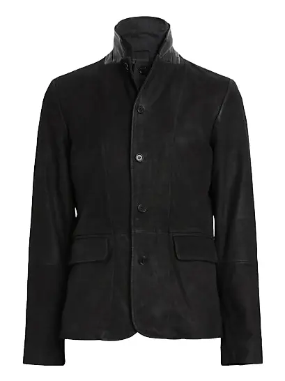 ALLSAINTS Survey Double-layered Leather Blazer - Black