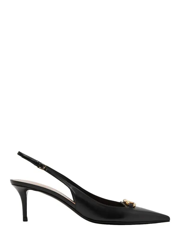 Valentino Garavani 60 Vlogo Leather Slingback Pumps - Black