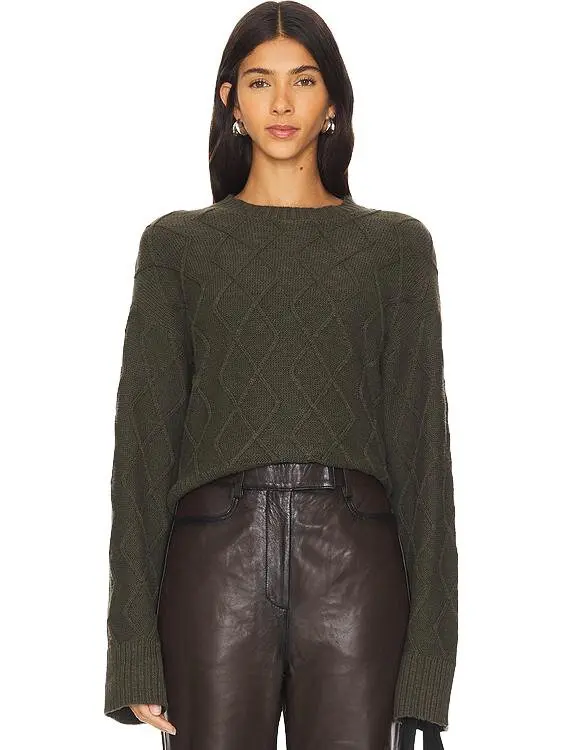 Sanctuary Coastal Cable Crewneck Sweater - Olive