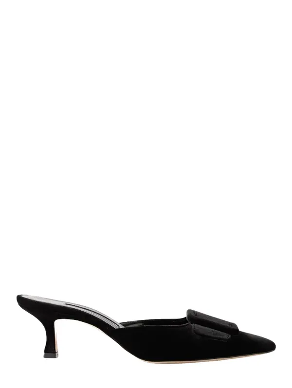 Manolo Blahnik Maysale 50 Buckled Velvet Mules - Black