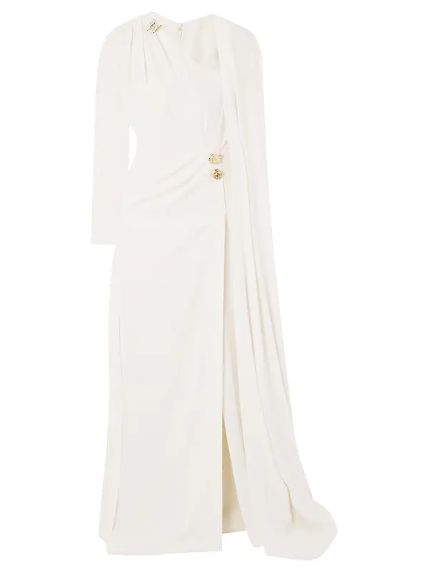 Zuhair Murad Asymmetric Cape-effect Gown - White