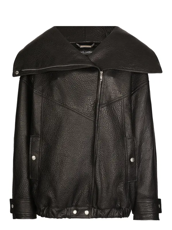 Dolce & Gabbana Oversize Vegetable-tanned Lambskin Biker Jacket - Black