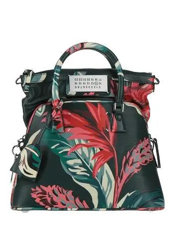 MAISON MARGIELA Leather Tote With Floral Print - Green