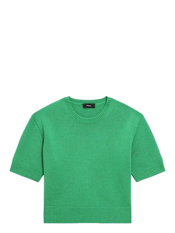 Theory Cashmere Cropped T-shirt - Bright Lea