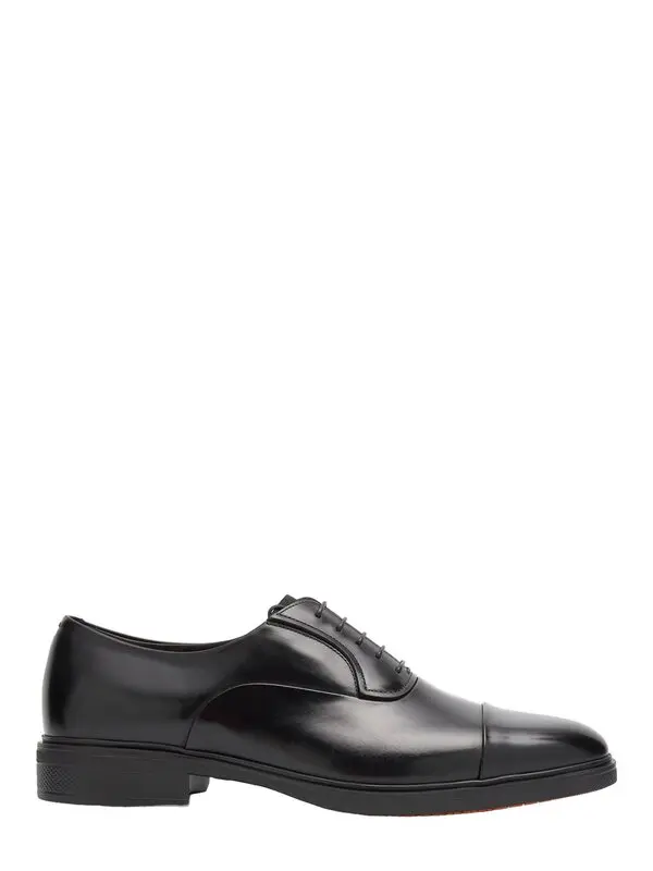 Santoni Leather Cap-toe Oxfords - Dark Brown