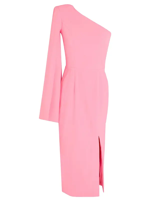 RHEA COSTA One-sleeve Crepe Midi Dress - Baby Pink