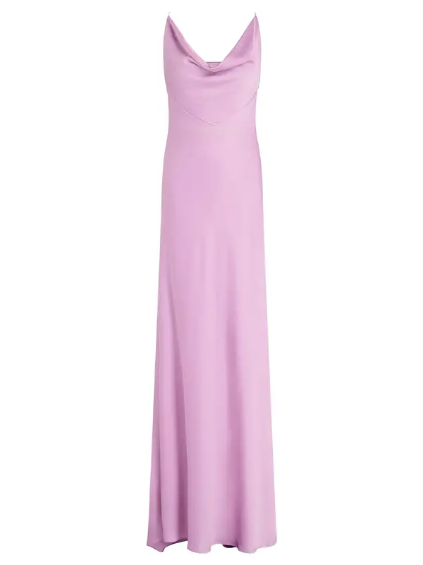 RHEA COSTA Lace-up Draped Gown - Lilac