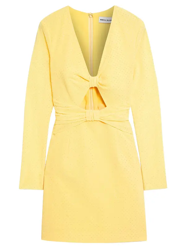 Rebecca Vallance Crystal-embellished Knotted Tulle Mini Dress - Yellow
