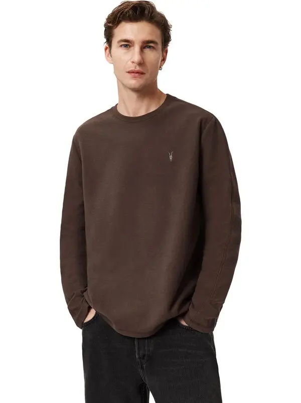 ALLSAINTS Rowe Long Sleeve Ramskull Crew - Brown