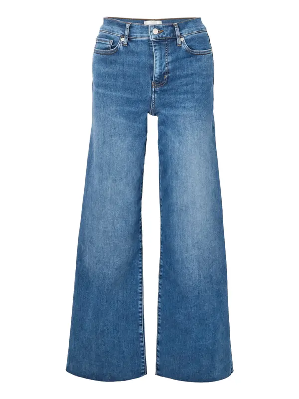 FRAME Le Slim Palazzo High-rise Wide-leg Organic Jeans - Blue