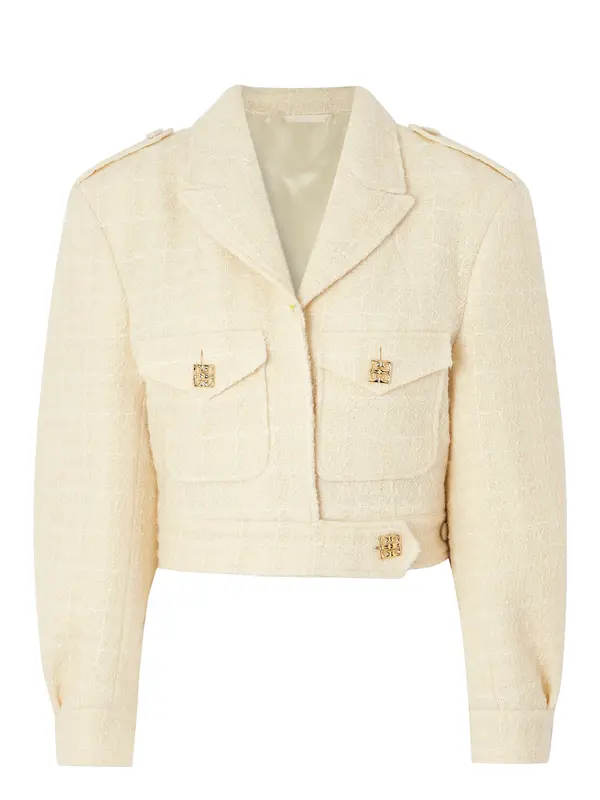 Givenchy Wool-blend Tweed Cropped Jacket - Ivory