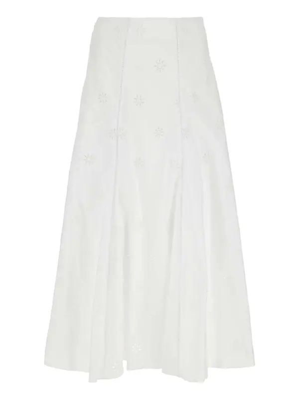 Chloé Broderie-anglaise Poplin Skirt - White
