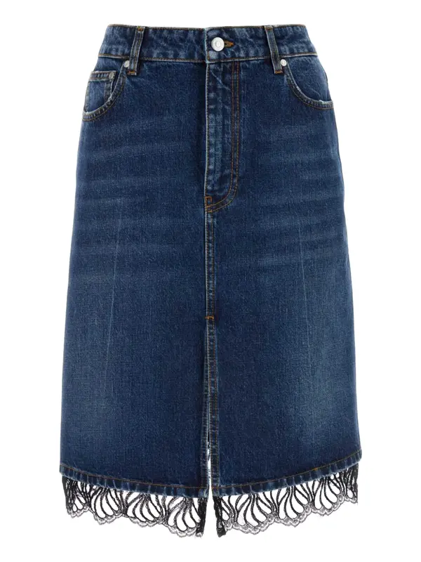 Stella McCartney Lace-trim Denim Skirt - Blue