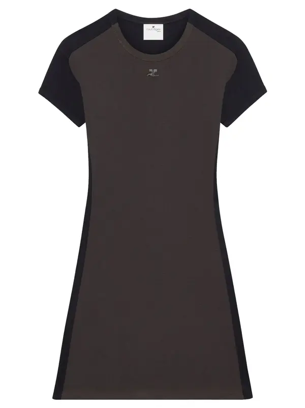 COURREGES Contrast-frame Mini Dress - Brown